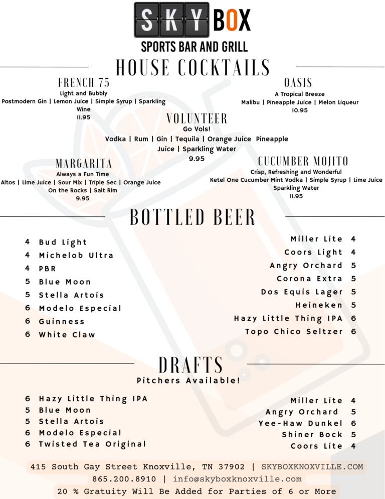 MENU – SKYBOX